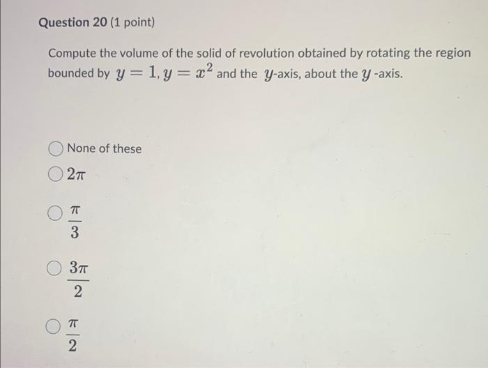 Solved Compute the volume of the solid of revolution | Chegg.com