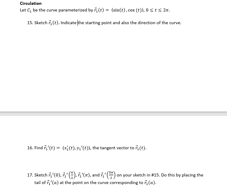 Solved CirculationLet C1 ﻿be the curve parameterized by | Chegg.com