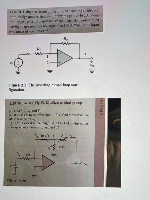 Solved D 2.14 Using the circuit of Fig. 2.5 and assuming an | Chegg.com