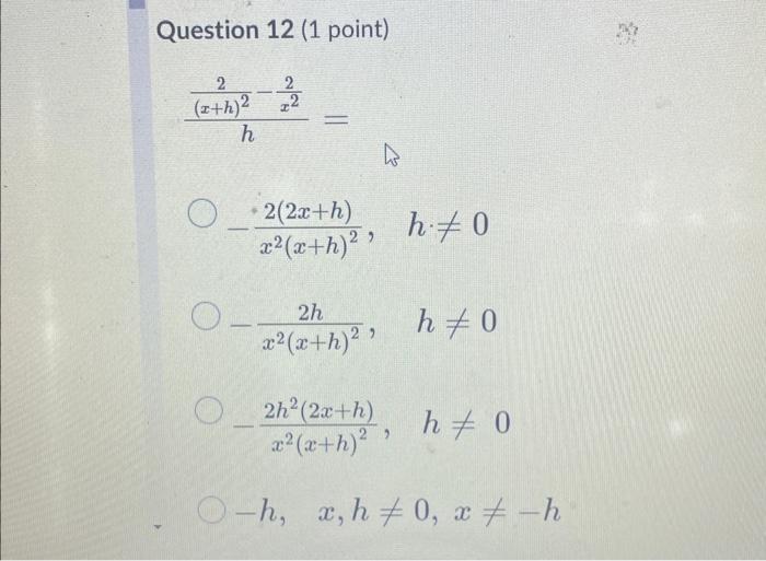 Solved Question 12 (1 point) | Chegg.com