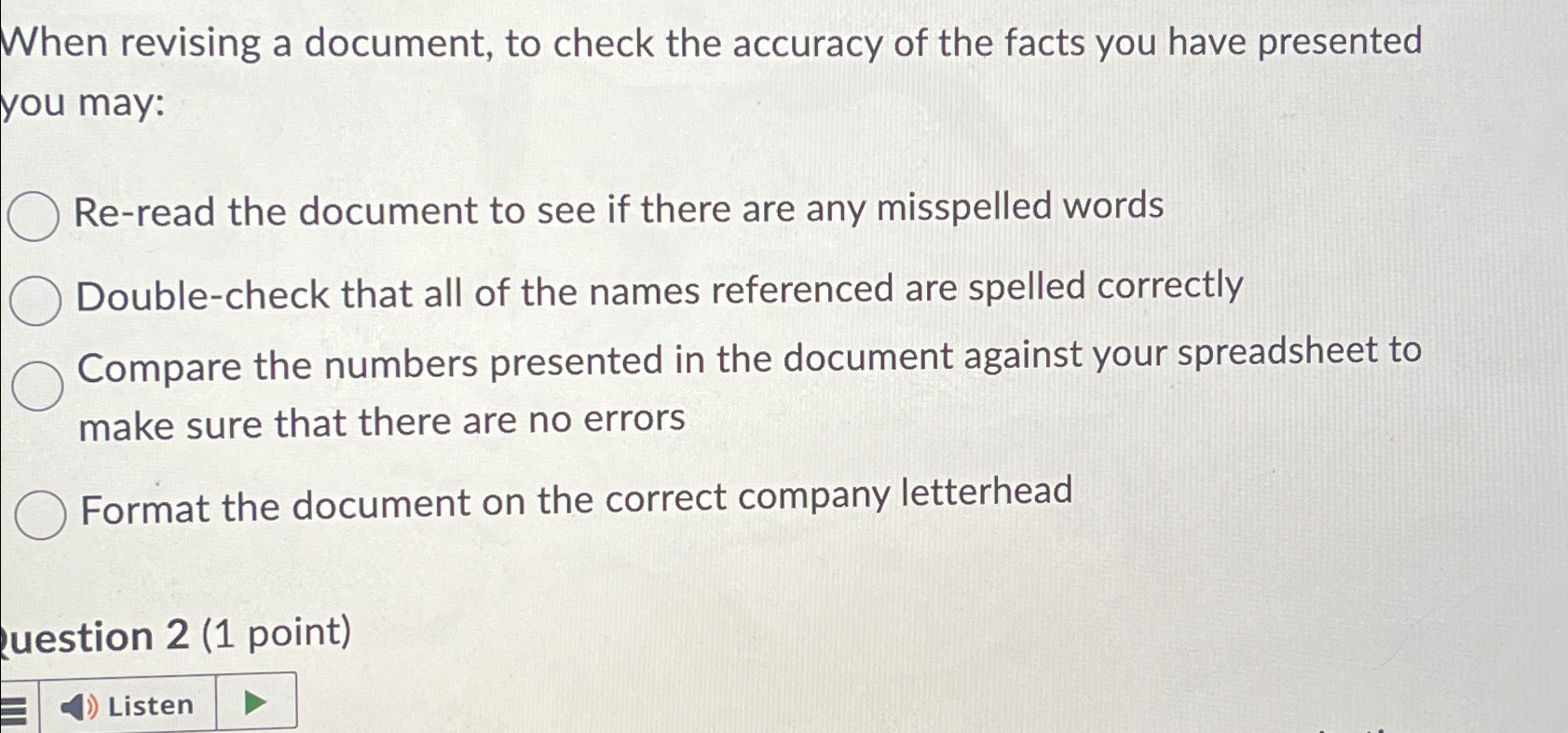 Solved When revising a document, to check the accuracy of | Chegg.com