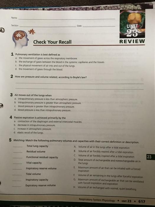 Solved Section Date UNIT 23 REVIEW Check Your Recall 1 | Chegg.com