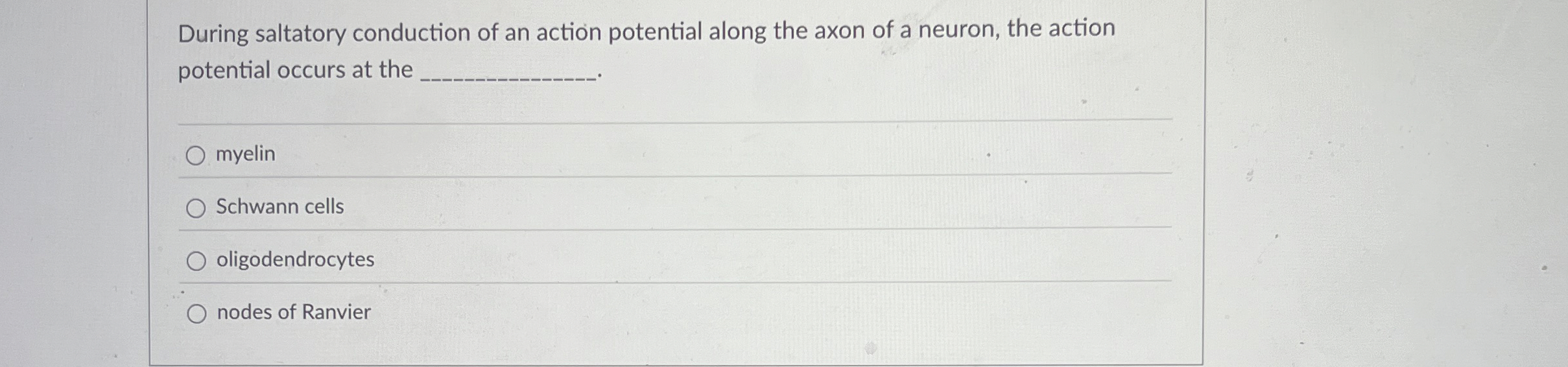 Solved During saltatory conduction of an action potential | Chegg.com