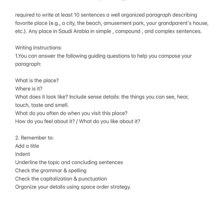 required to write at least 10 sentences a well | Chegg.com