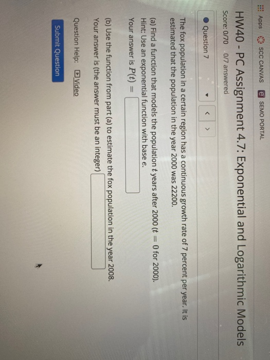 Solved Apps SCC CANVAS e SEMO PORTAL HW40 - PC Assignment | Chegg.com