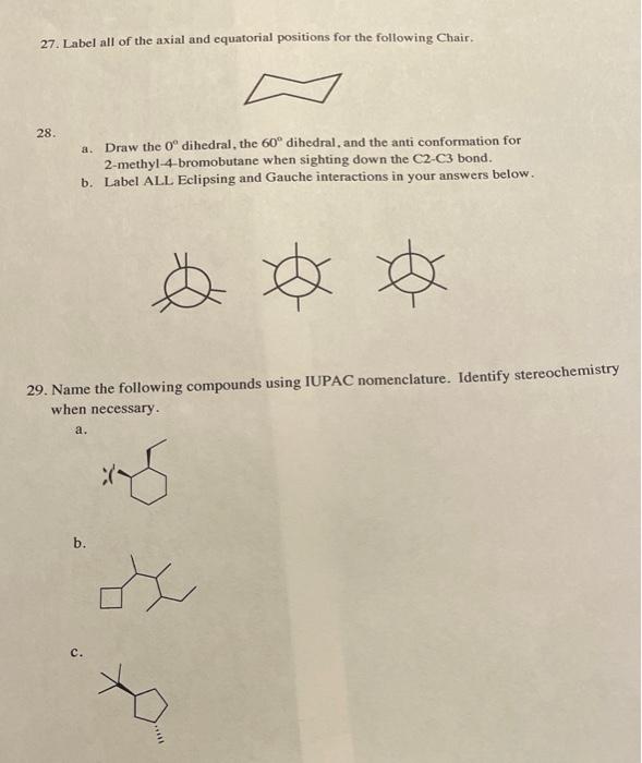 Solved 27. Label all of the axial and equatorial positions | Chegg.com