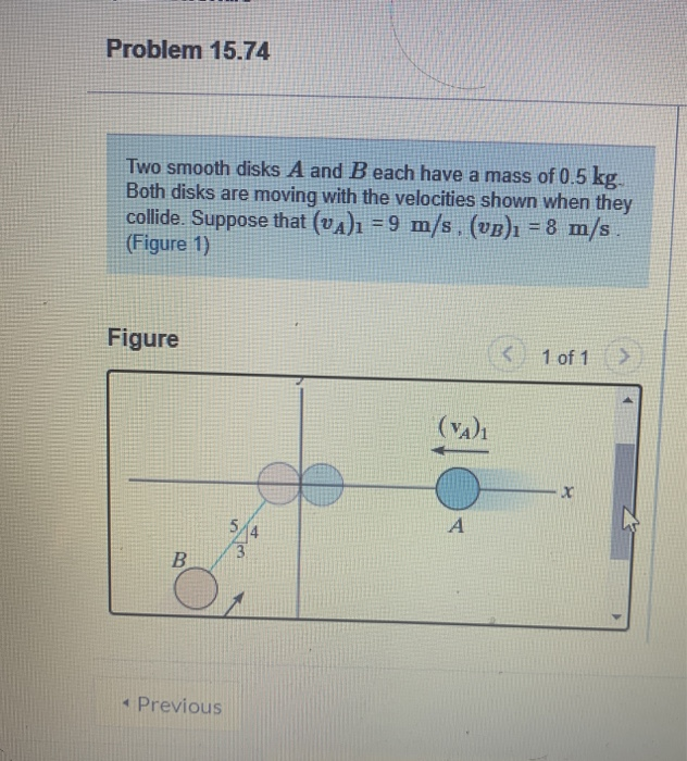 Solved Problem 15.74 Two smooth disks A and B each have a | Chegg.com