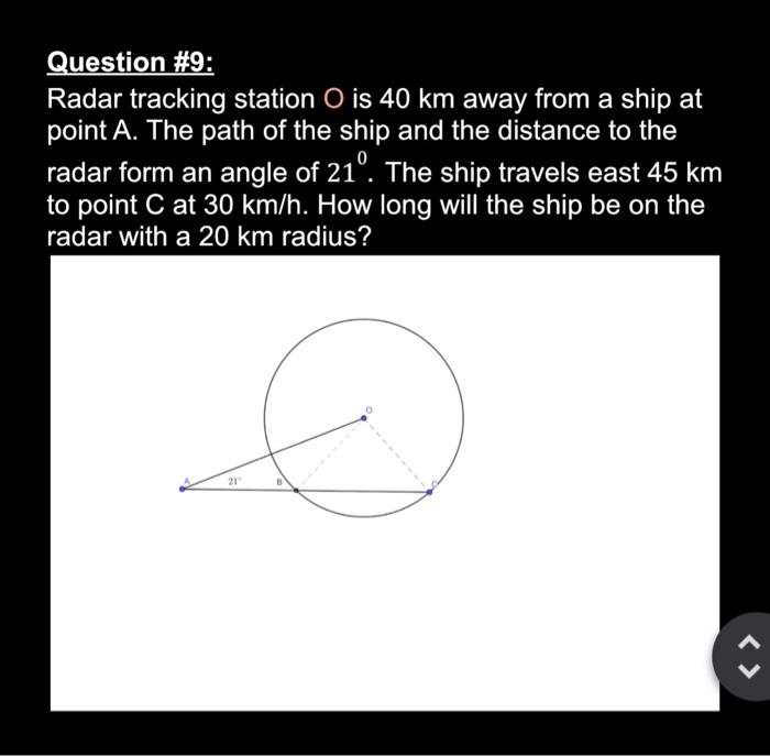 Solved Question #9: Radar tracking station O is 40 km away | Chegg.com