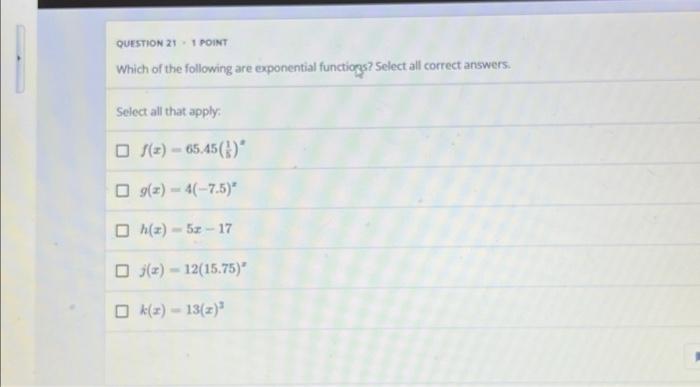 Solved Which of the following are exponential functions? | Chegg.com