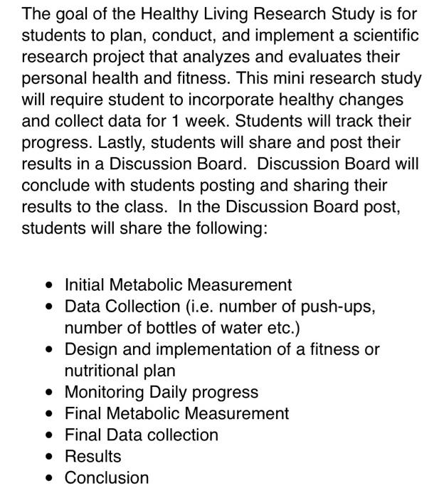 Solved The goal of the Healthy Living Research Study is for | Chegg.com