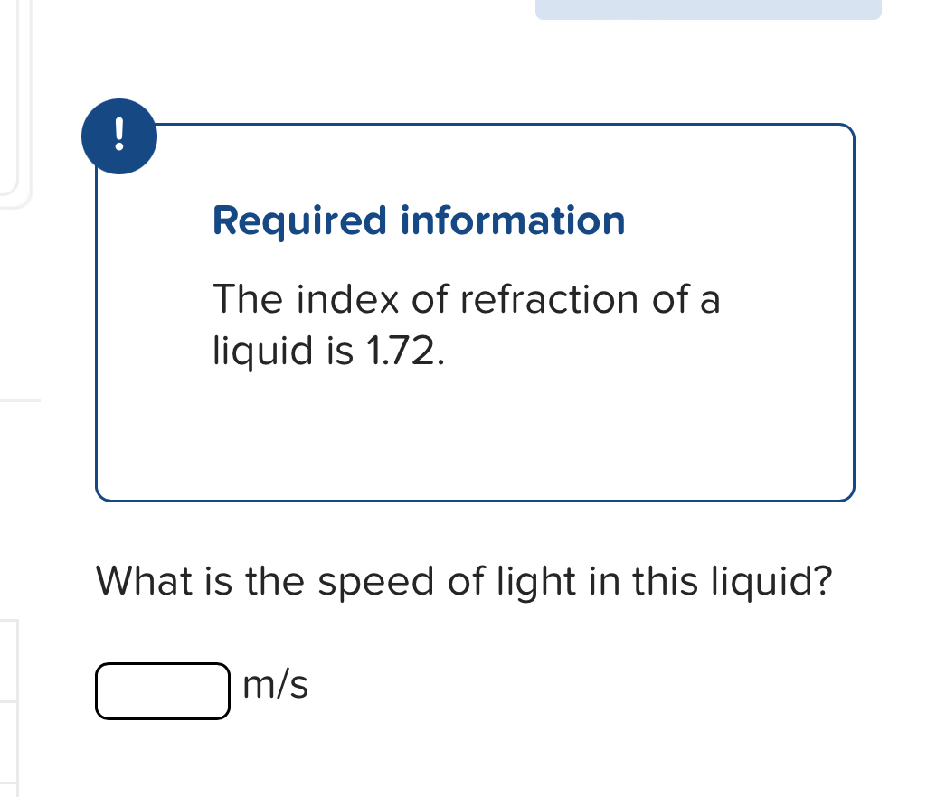 Solved !Required informationThe index of refraction of a | Chegg.com