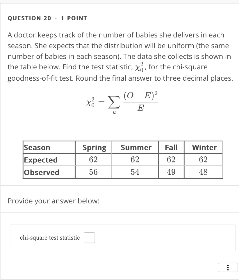 Solved QUESTION 20*1 ﻿POINTA doctor keeps track of the | Chegg.com