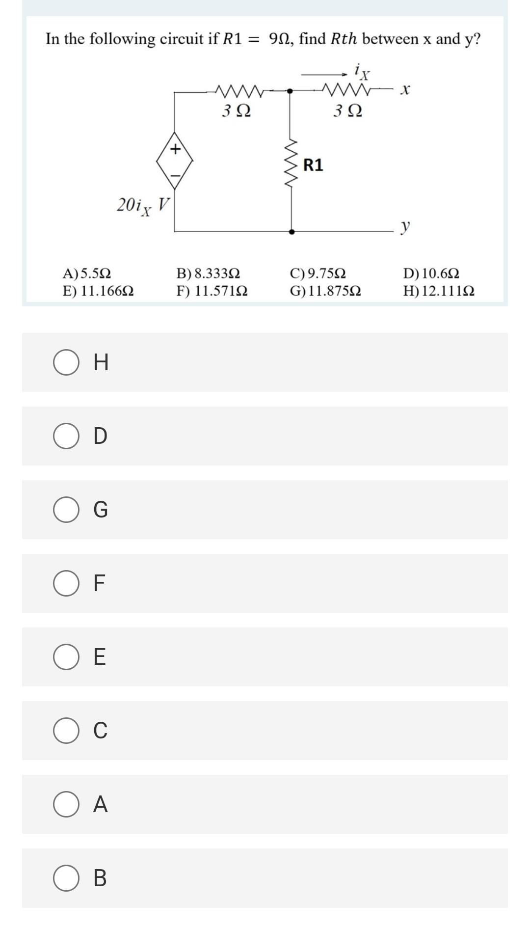 Solved In the following circuit if R1 = 912, find Rth | Chegg.com
