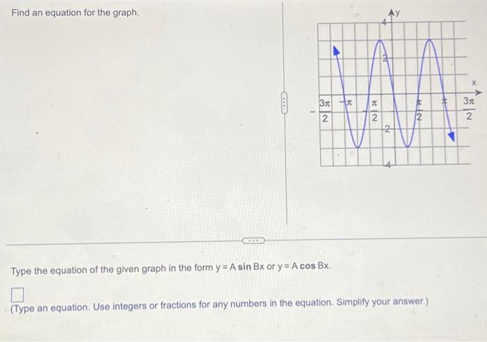 Solved Find an equation for the graph. 1 3π 2 Type the | Chegg.com