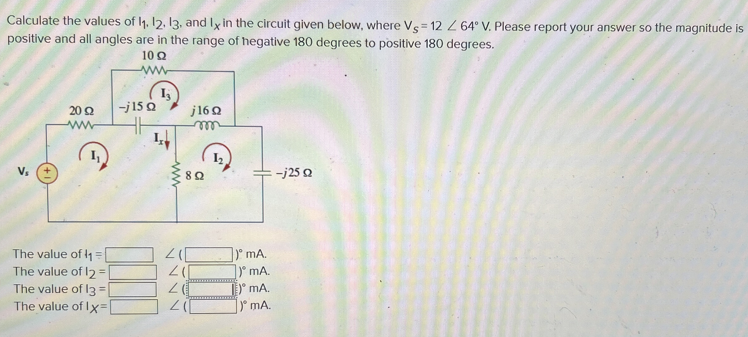 Calculate the values of I1,I2,I3, ﻿and Ix ﻿in the | Chegg.com