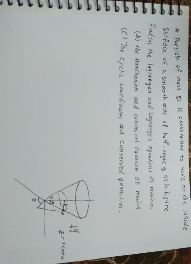 Solved a particle of mass m is constrained to move on the | Chegg.com