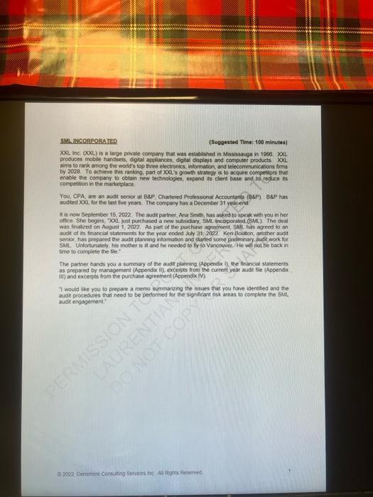 APPENDIX II DRAFT FINANCIAL STATEMENTS SML | Chegg.com