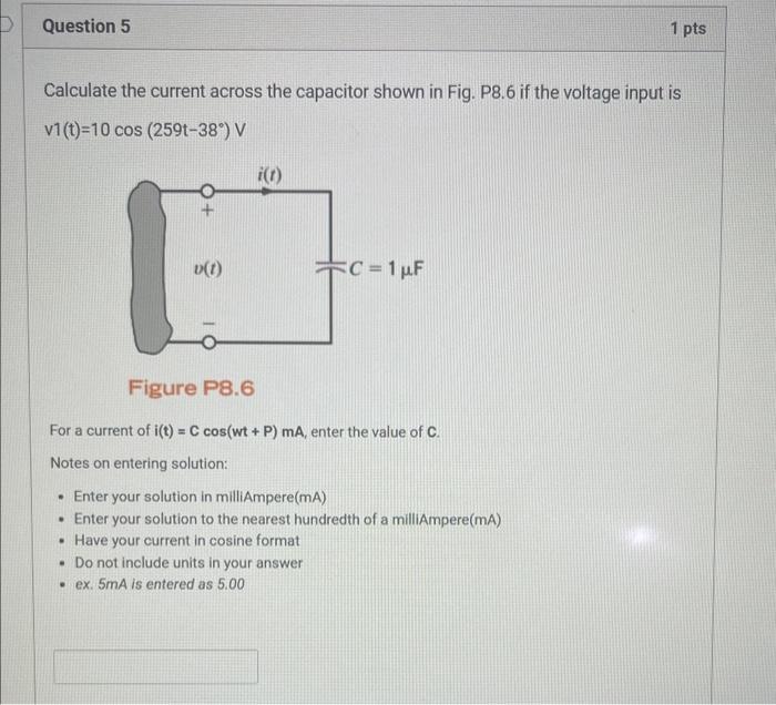 Solved Calculate the current across the capacitor shown in | Chegg.com