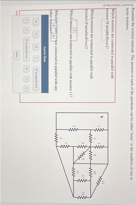 Solved Examine the resistor network. The answers to each of | Chegg.com