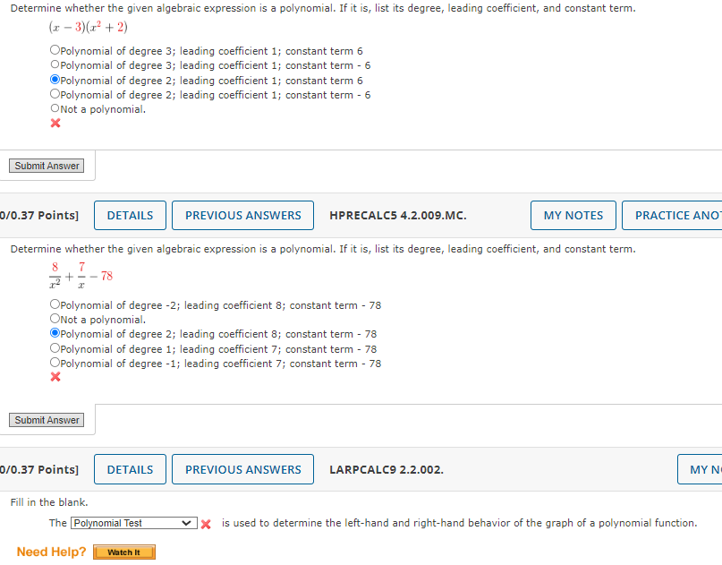 Solved Determine whether the given algebraic expression is a | Chegg.com
