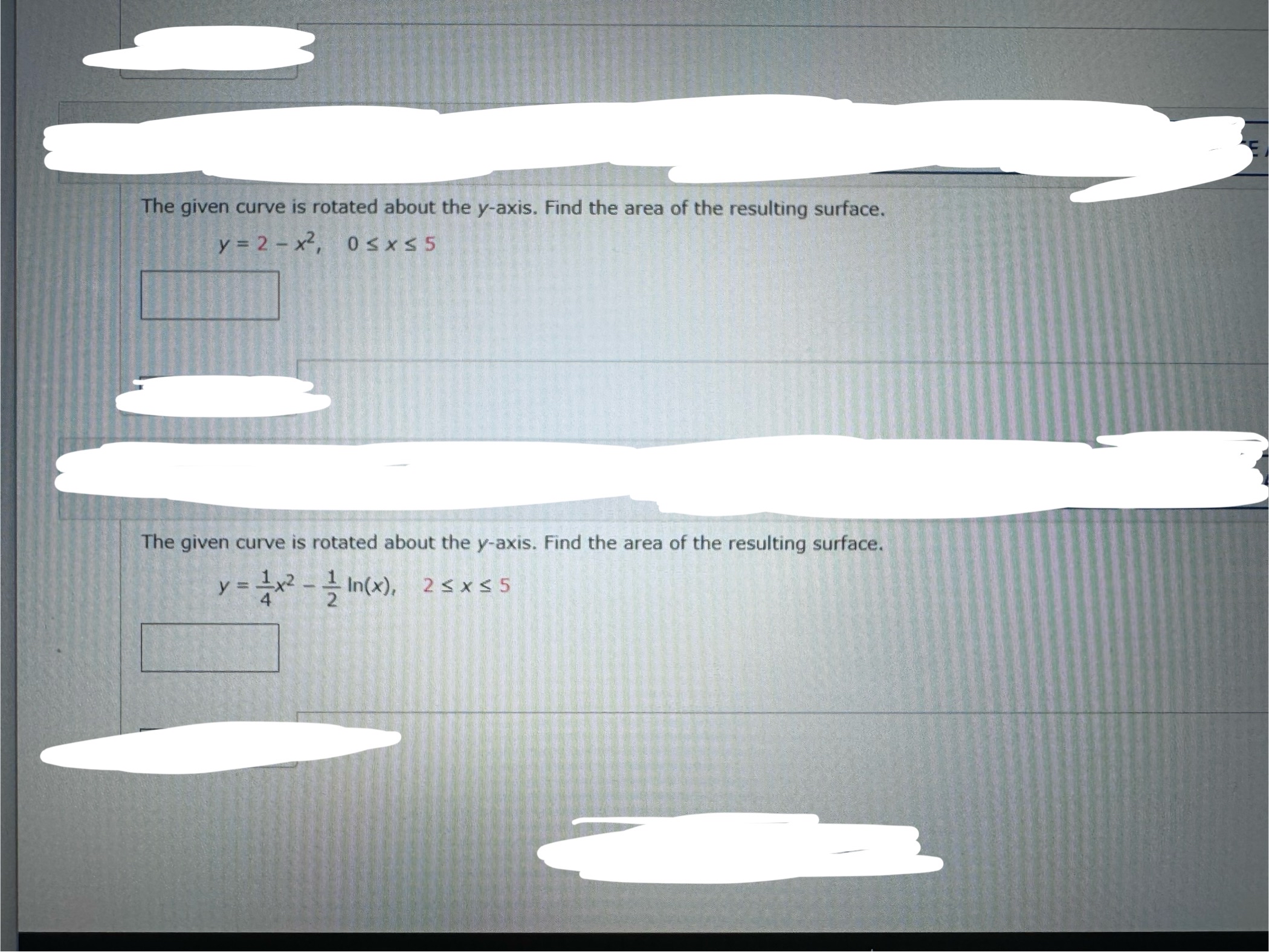 Solved The given curve is rotated about the y-axis. Find the | Chegg.com