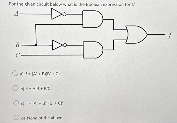 Solved For the given circuit below what is the Boolean | Chegg.com