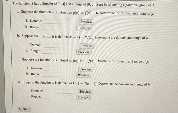 Solved The Function F Has A Domain Of [0 4] And A Range Of