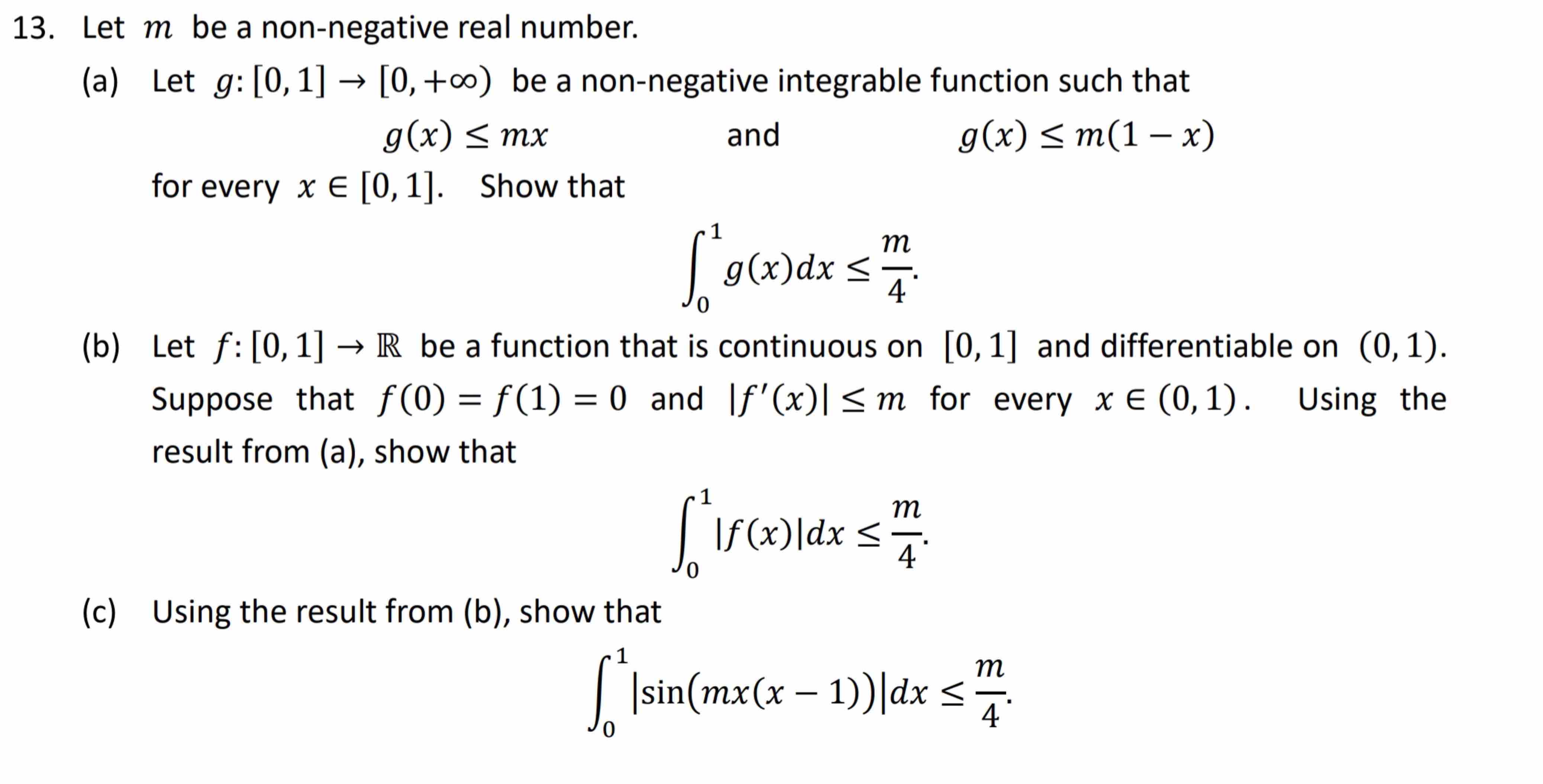 Solved Let m ﻿be a non-negative real number.(a) ﻿Let | Chegg.com