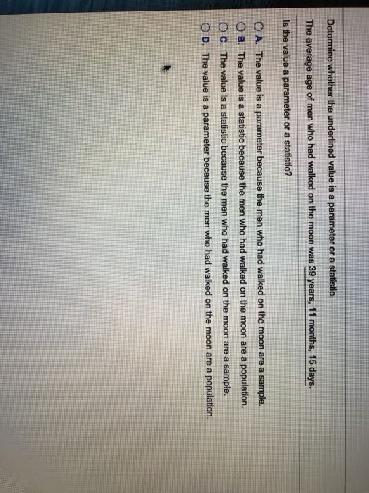Solved Determine whether the underlined value is a parameter | Chegg.com