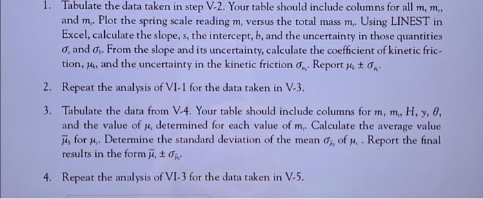 Solved 1. Tabulate the data taken in step V-2. Your table | Chegg.com