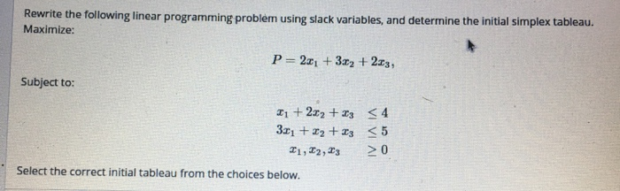 Rewrite the following linear programming problem | Chegg.com