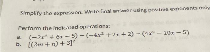 Solved Simplify the expression. Write final answer using | Chegg.com
