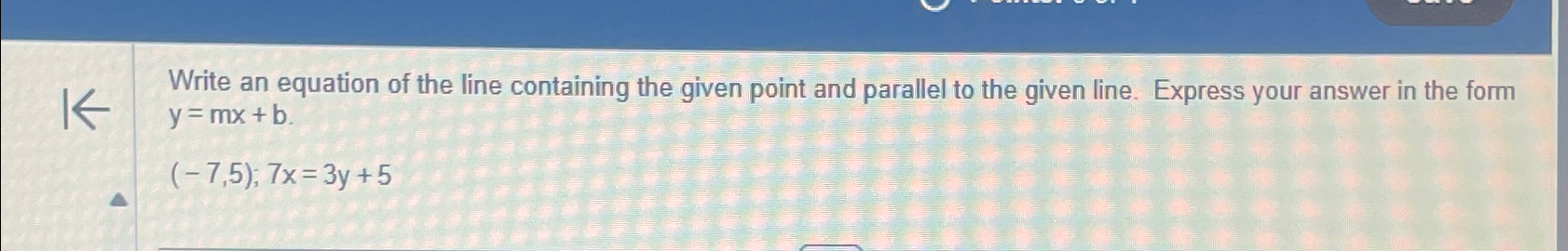 Solved Write an equation of the line containing the given | Chegg.com