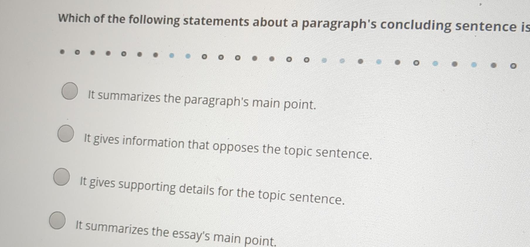 Solved Which of the following statements about a paragraph's | Chegg.com