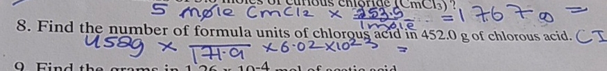 Solved Find the number of formula units of chlorous acid in | Chegg.com