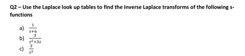 Solved Q1 - Use the Laplace look up tables to find the | Chegg.com