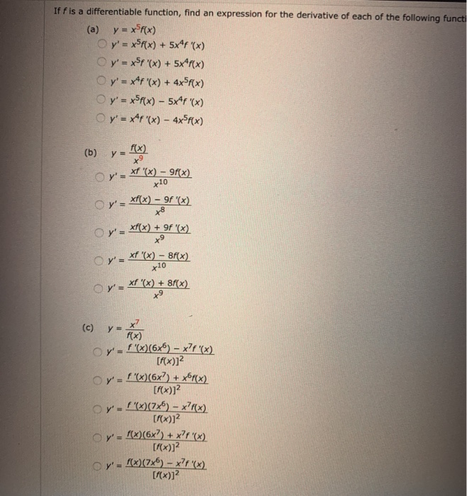 Solved If f is a differentiable function, find an expression | Chegg.com