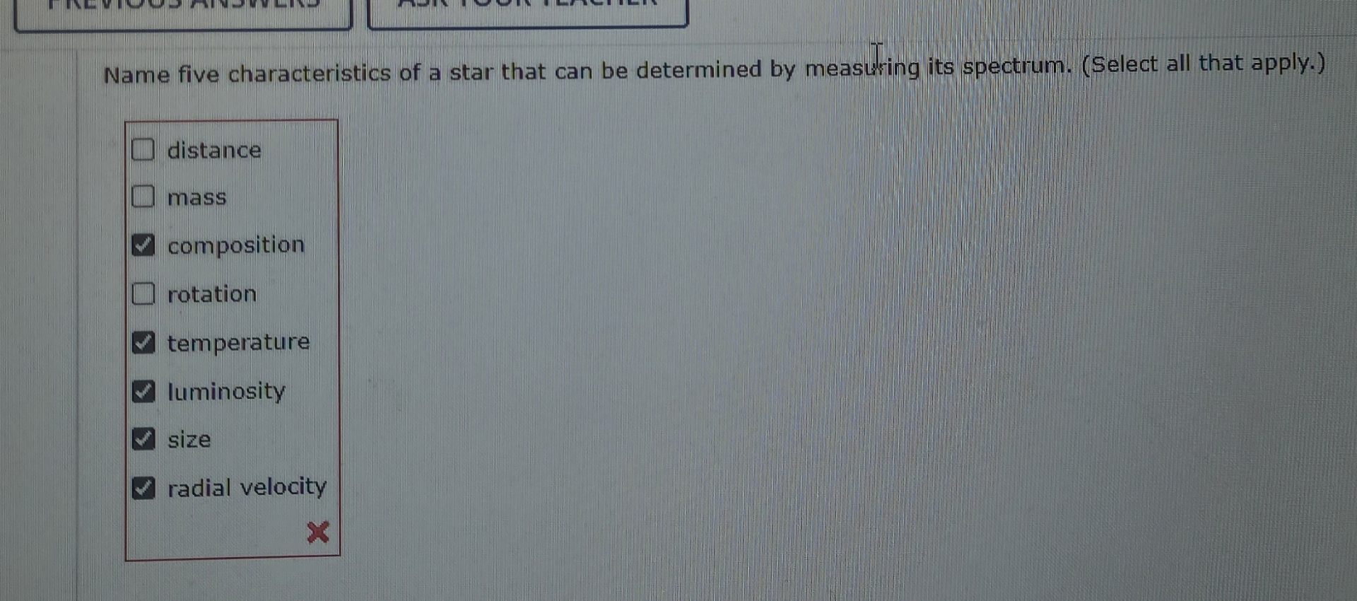 Solved Name five characteristics of a star that can be | Chegg.com