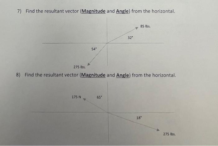 Solved 7) Find the resultant vector (Magnitude and Angle) | Chegg.com