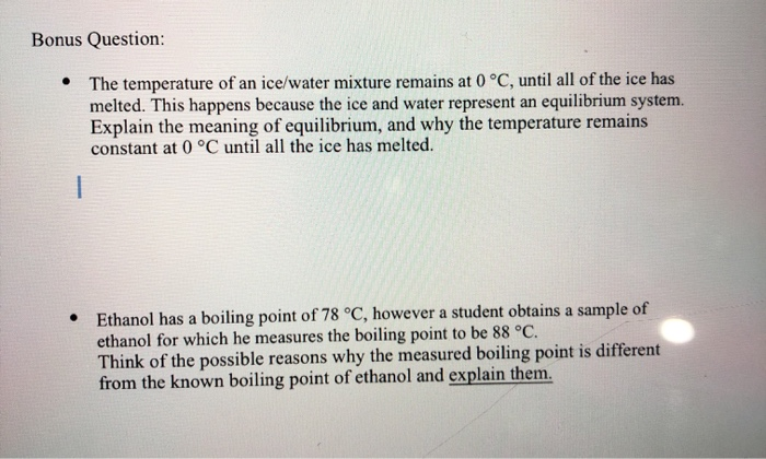 Solved Bonus Question: The temperature of an ice/water | Chegg.com