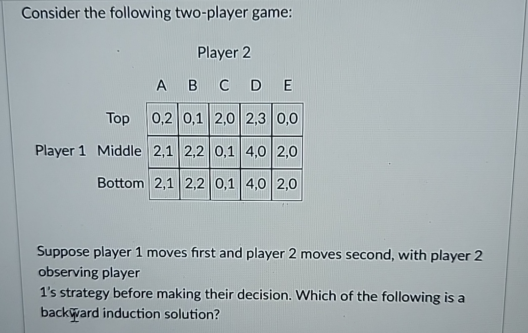 Solved Consider the following two-player game:Player | Chegg.com