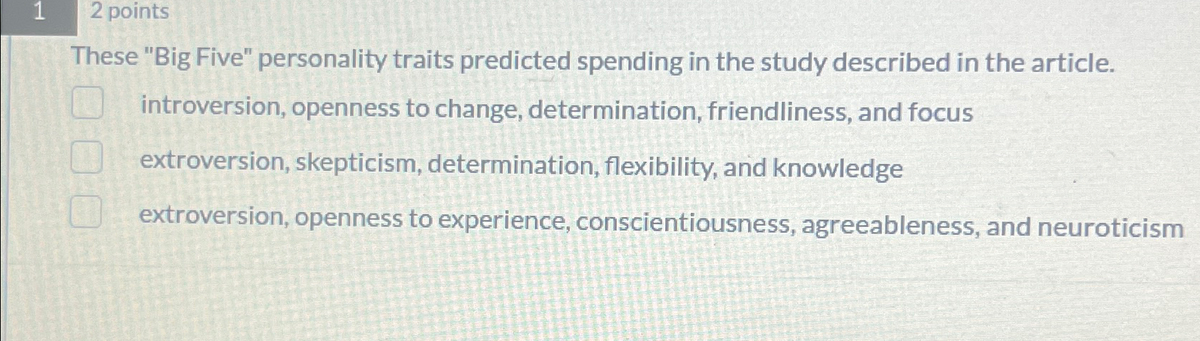 Solved These "Big Five" personality traits predicted | Chegg.com