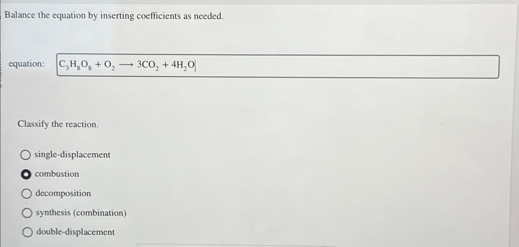Solved Balance the equation by inserting coefficients as | Chegg.com