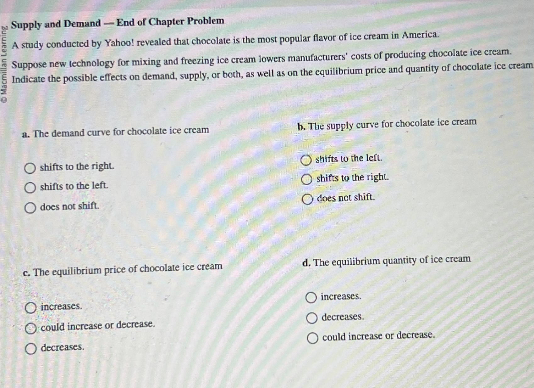 Solved Supply and Demand - ﻿End of Chapter ProblemA study | Chegg.com