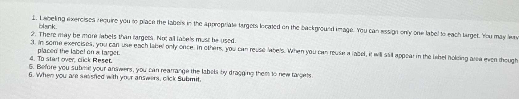 Solved Labeling exercises require you to place the labels in | Chegg.com