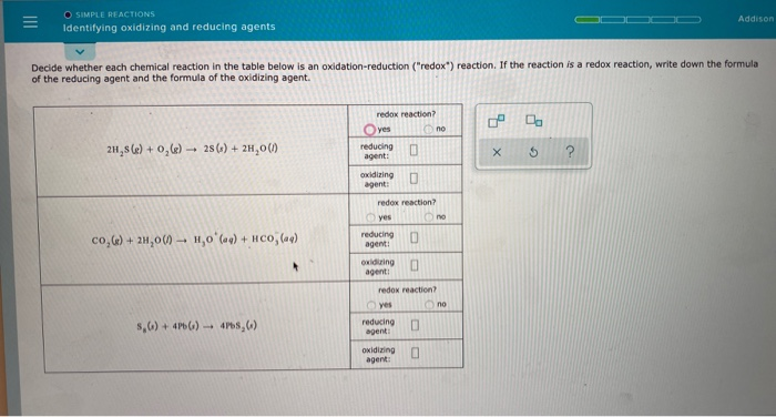 Solved O SIMPLE REACTIONS Addison Identifying oxidizing and | Chegg.com