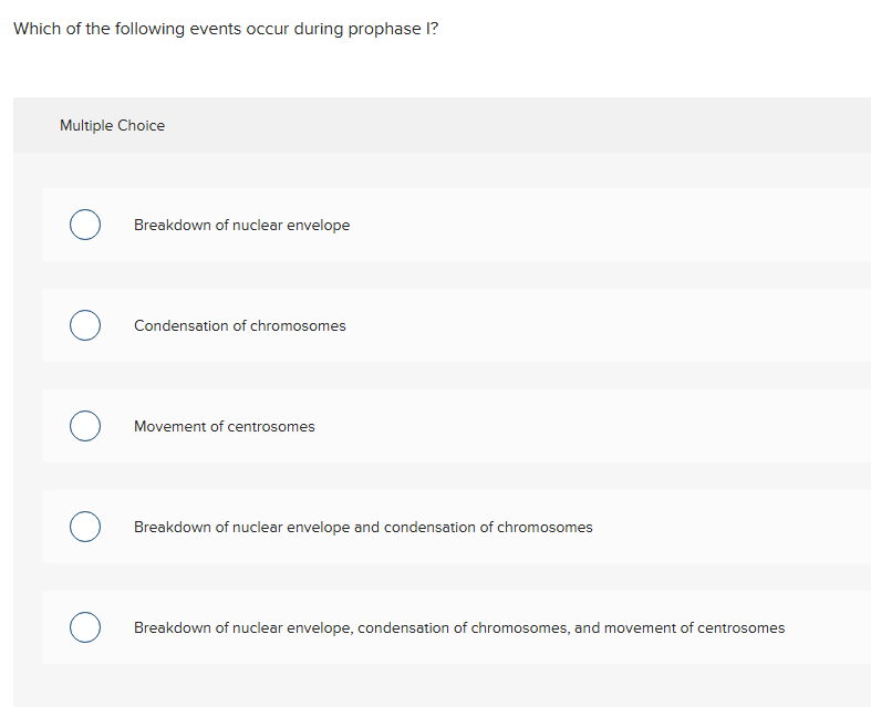 Solved Which of the following events occur during prophase | Chegg.com