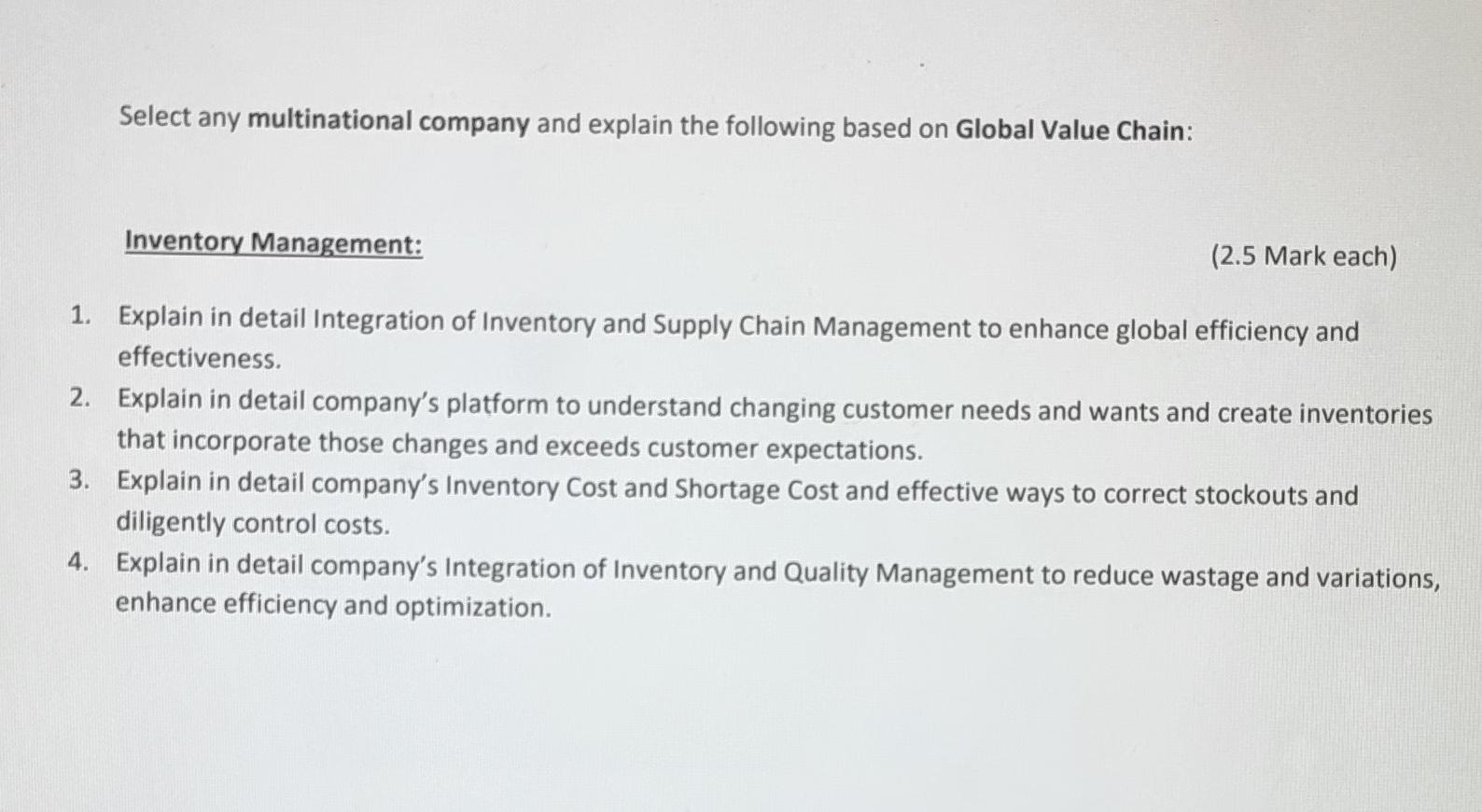 Select any multinational company and explain the | Chegg.com