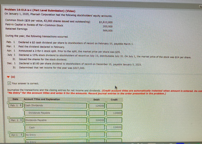 Solved Problem 14-01A -c (Part Level Submission) (Video) On | Chegg.com