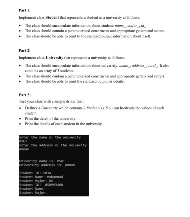 Solved Part 1: Implement class Student that represents a | Chegg.com Solved Part 1: Implement class Student that represents a | Chegg.com